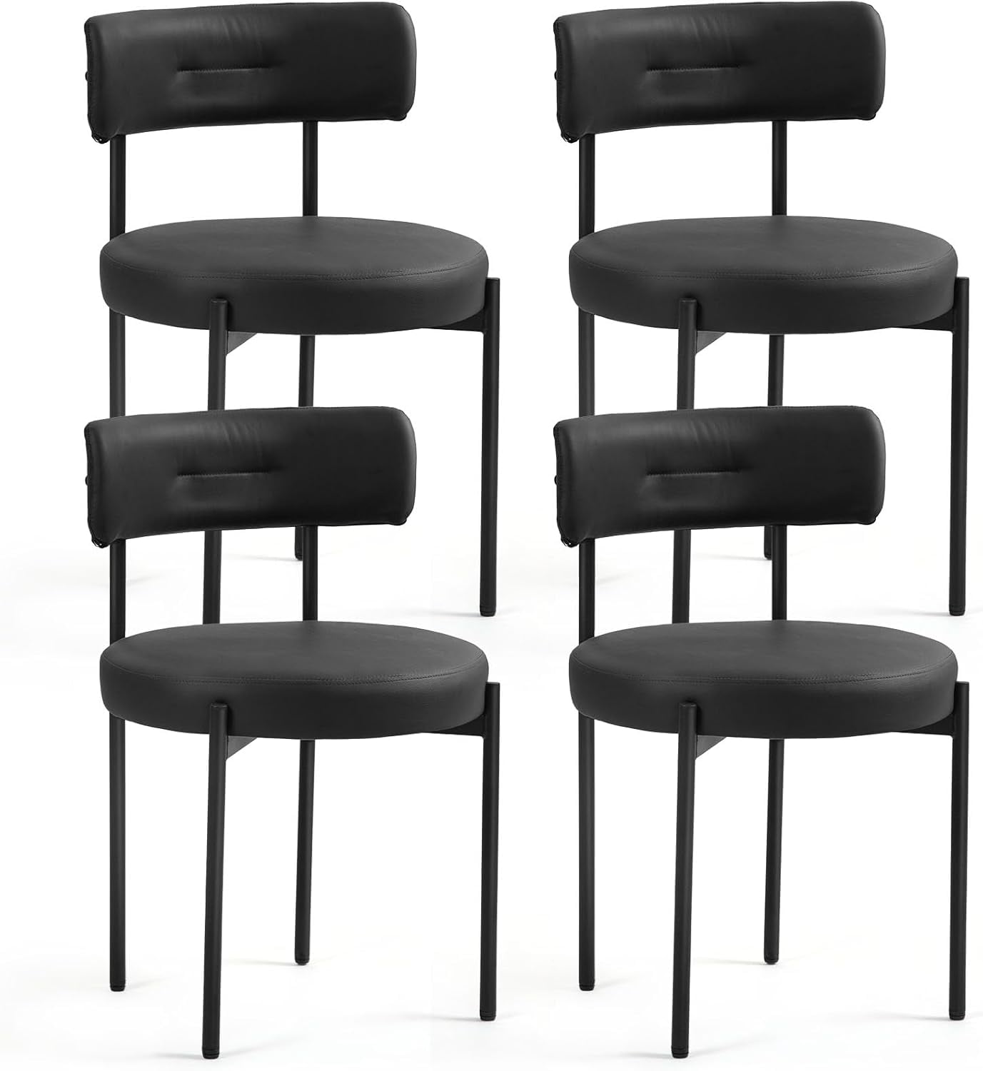 Round Dining Chairs Set of 4, Mid-Century Modern Kitchen Chairs with ...