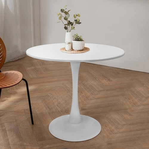 Round Dining Table 31.5" Modern Round Kitchen Table with Pedestal Base ...