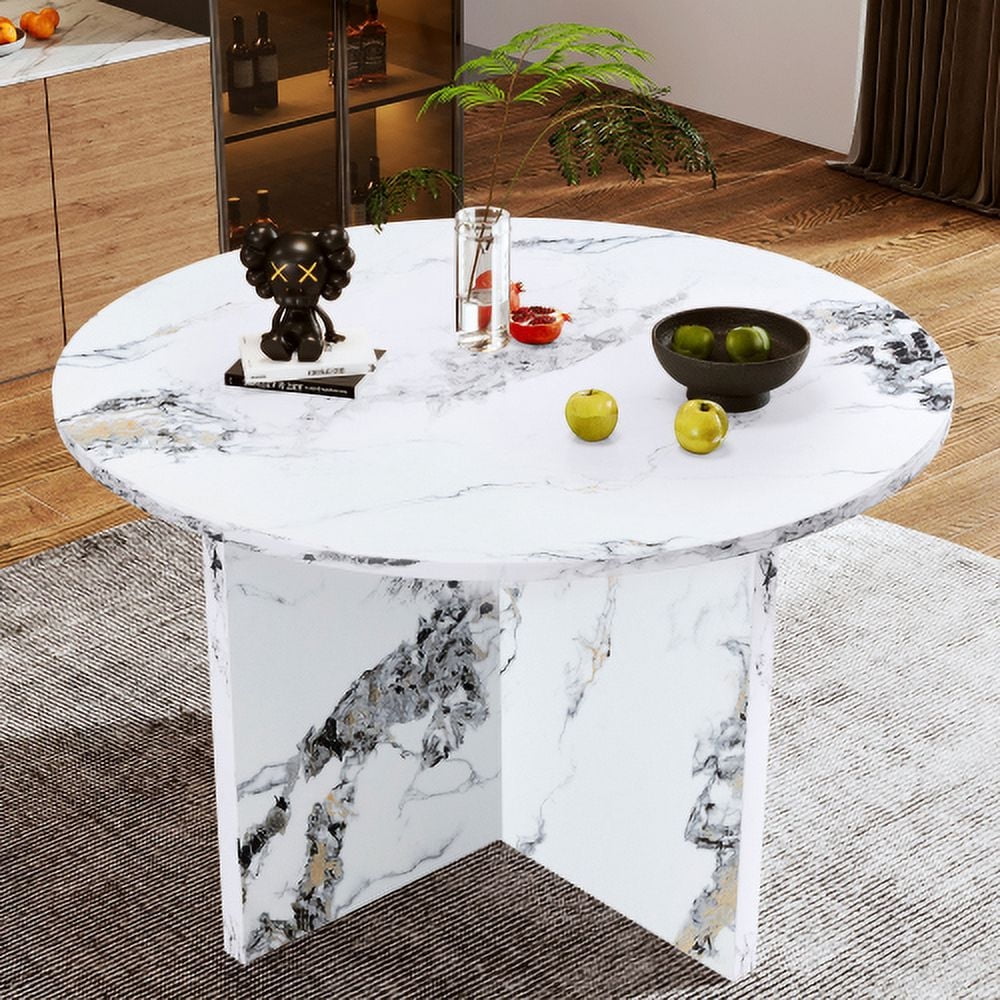 Hypeshops 47 Inch Modern Kitchen Faux Marble Table and Small Dinner ...