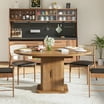 Fsbecl Extendable Wooden Round Dining Table, 59 inch, Farmhouse Walnut ...