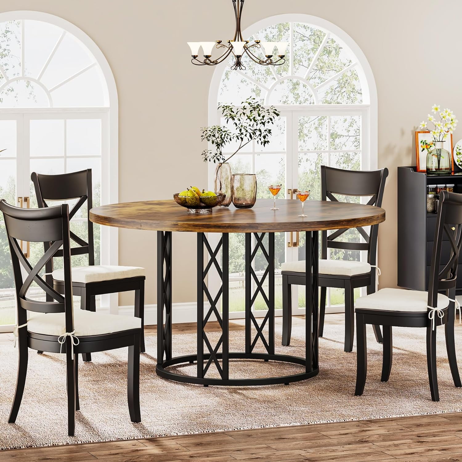Round Dining Table for 4 People: 47" Modern Kitchen Table with Wood ...