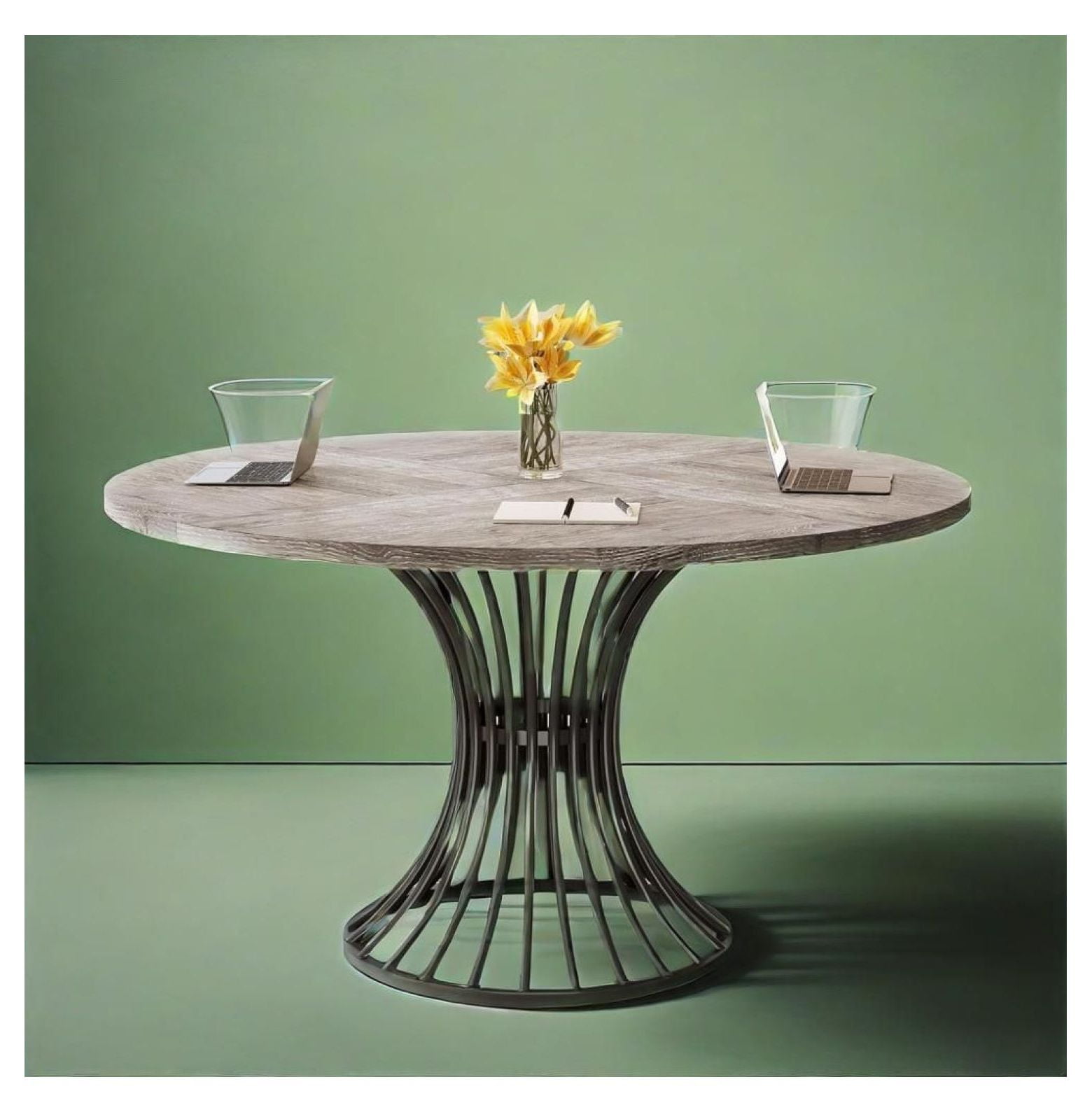 Round Dining Table - 46.85" Conference Table for Small Spaces ...