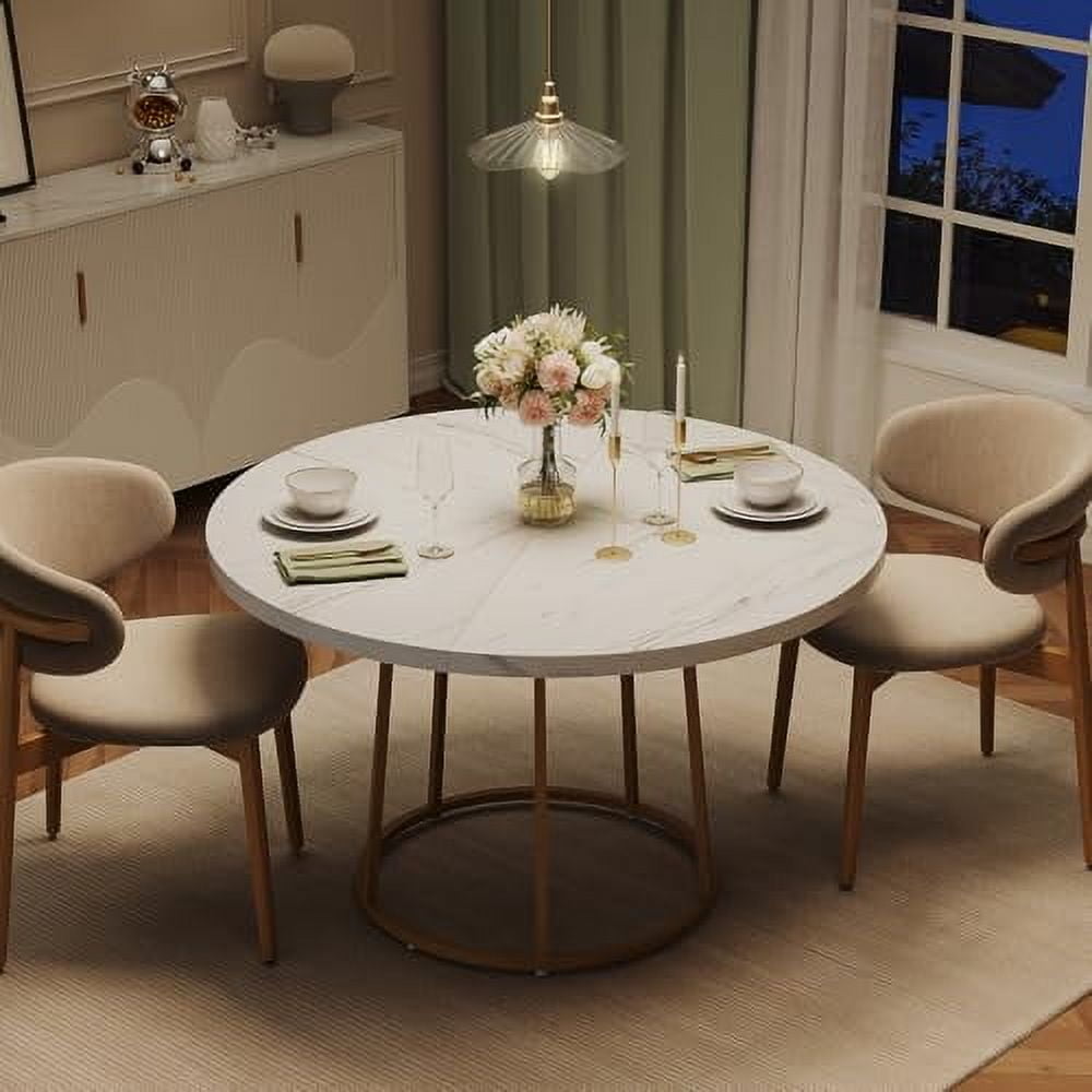Round Dining Table, 47.24 Inch Kitchen Table for 4-6 People, Wooden ...
