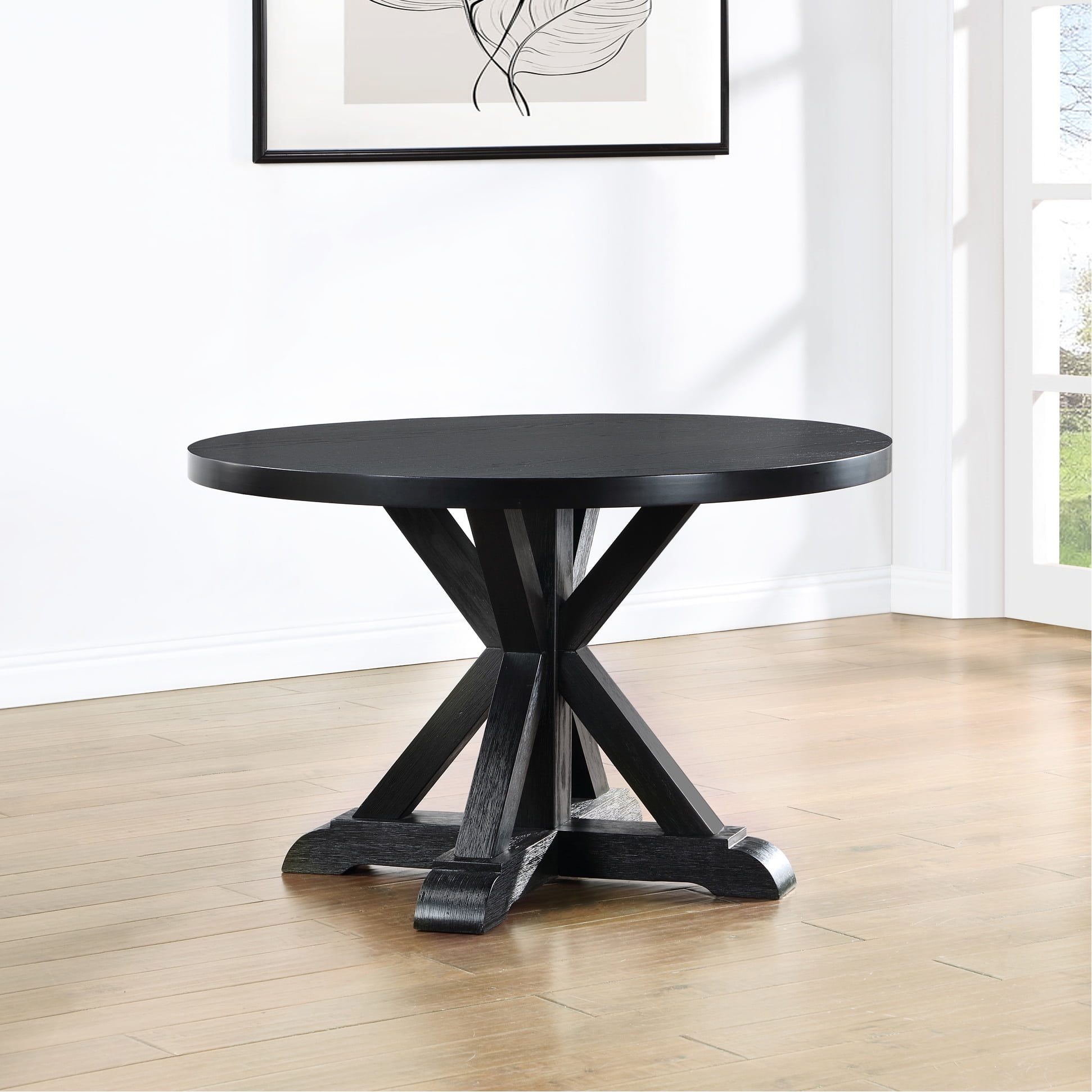 Round Dining Table In Black - Constructed With Superior Oak Veneers ...