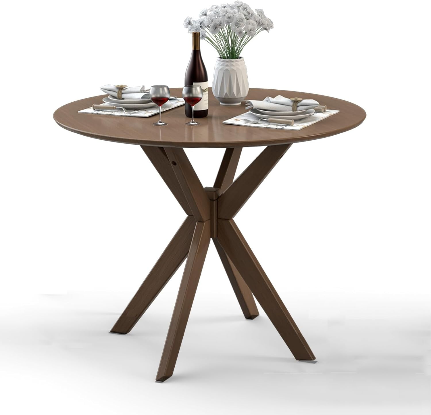 Round Dining Table, Mid Century Modern Kitchen Table for 2-4 Person, 36 ...