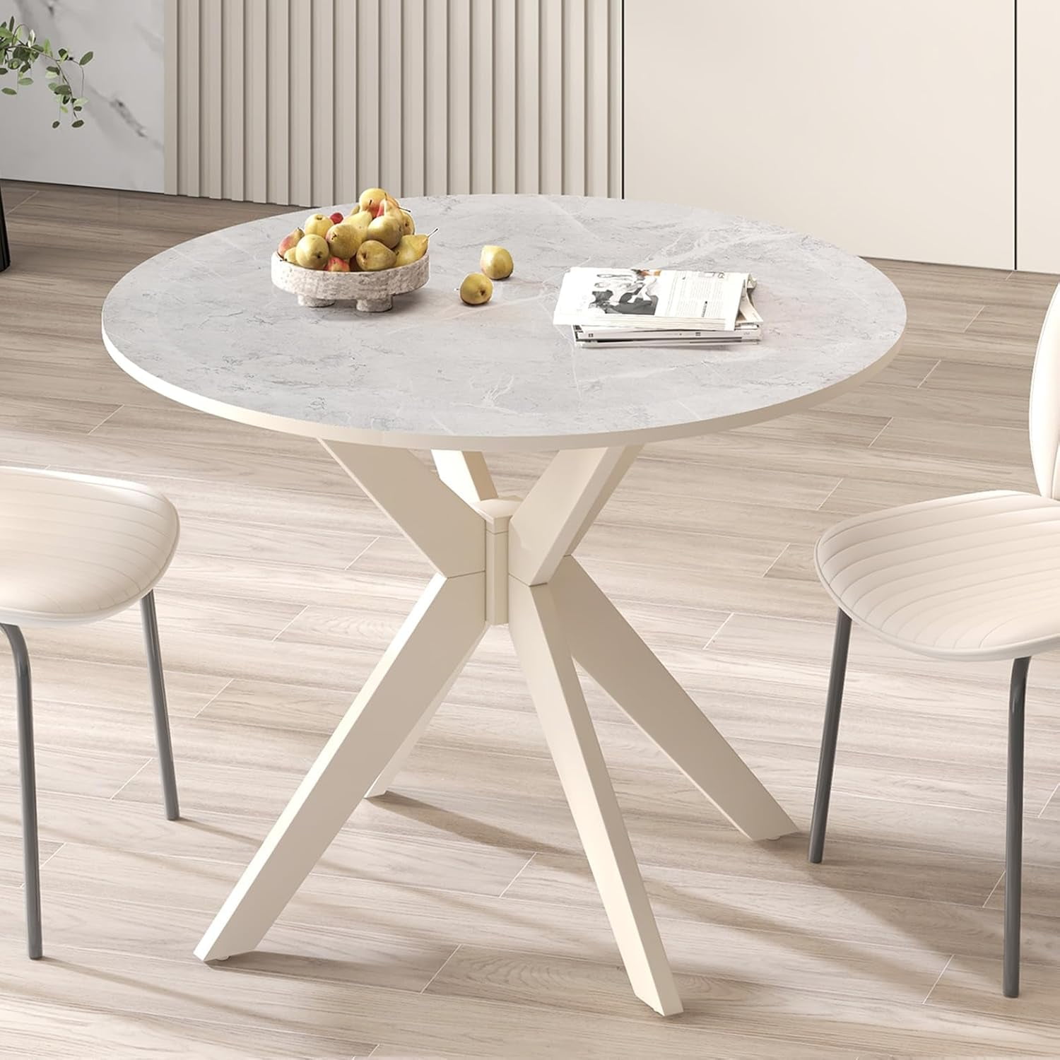 Round Dining Table, Mid Century Modern Kitchen Table for 2-4 Person, 36 ...