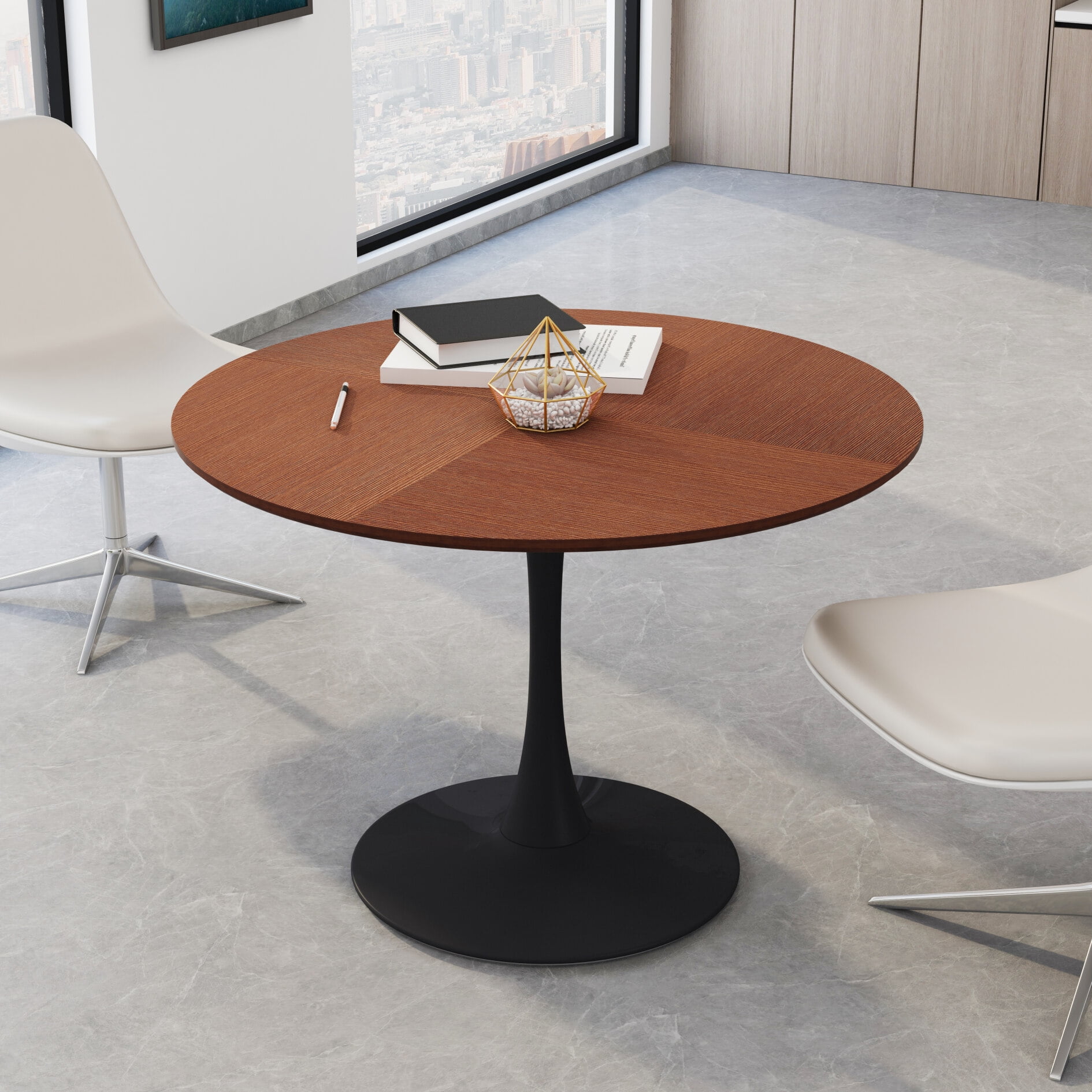 Round Dining Table Modern Kitchen Table 42 " with Pedestal Base in ...