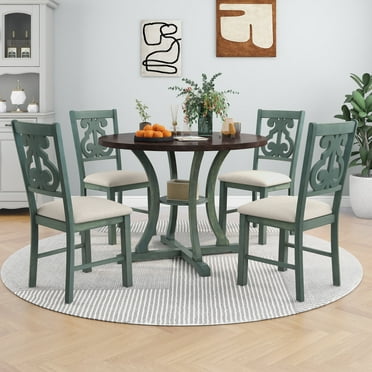 Churanty Farmhouse Extendable Round Dining Set for 4,Kitchen Dining ...