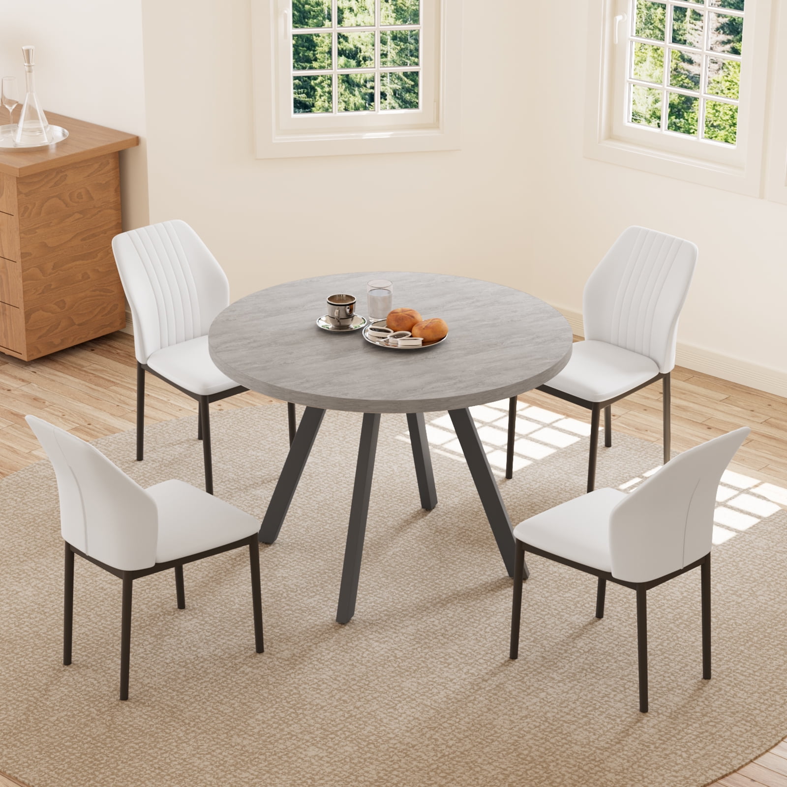 Round Dining Table Set Mid Century Modern Round Dining Table 35 INCH Leisure Coffee Table Saving Space