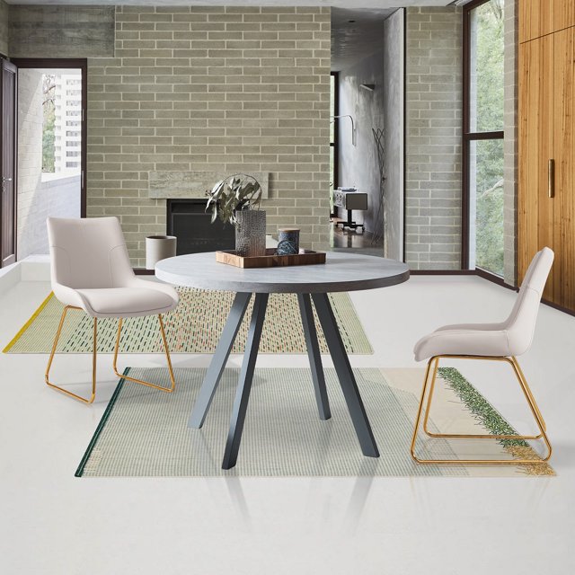 Mid Century Modern Round Dining Table Set, 35 INCH, Leisure Coffee ...