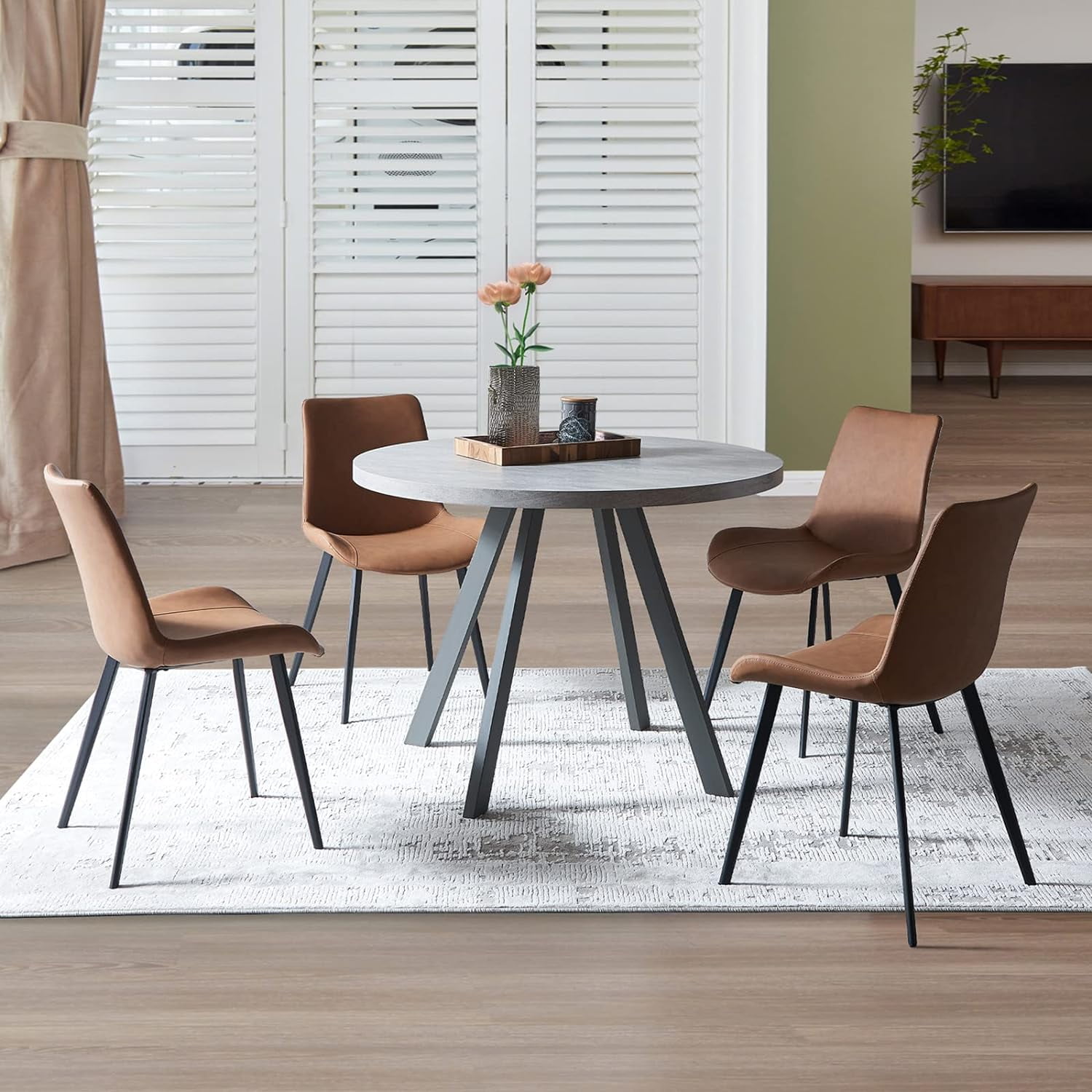 Round Dining Table Set, Mid Century Modern Small Round Dining Table Set ...
