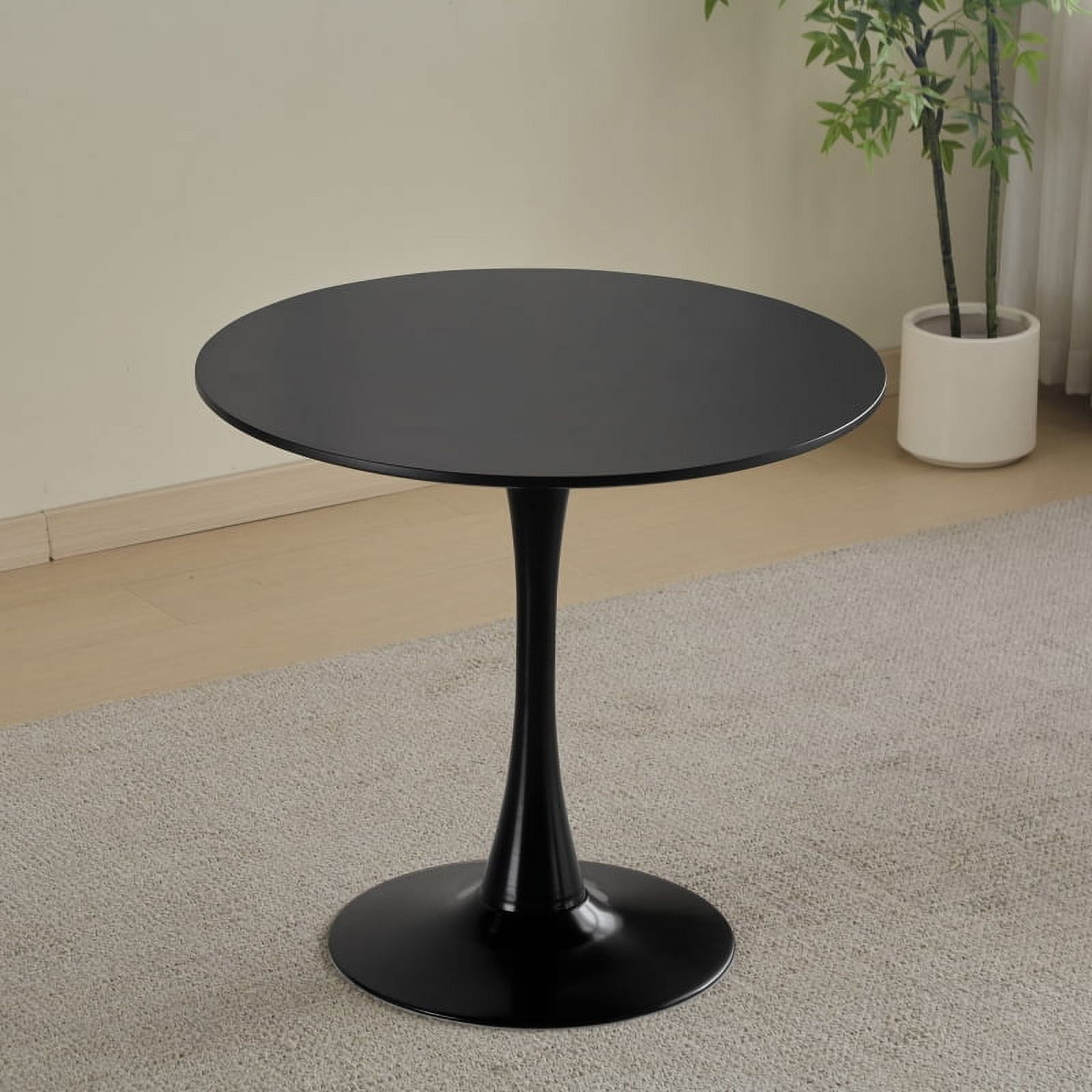 Round Dining Table Small Black Kitchen Table 31.5" in Tulip Design ...
