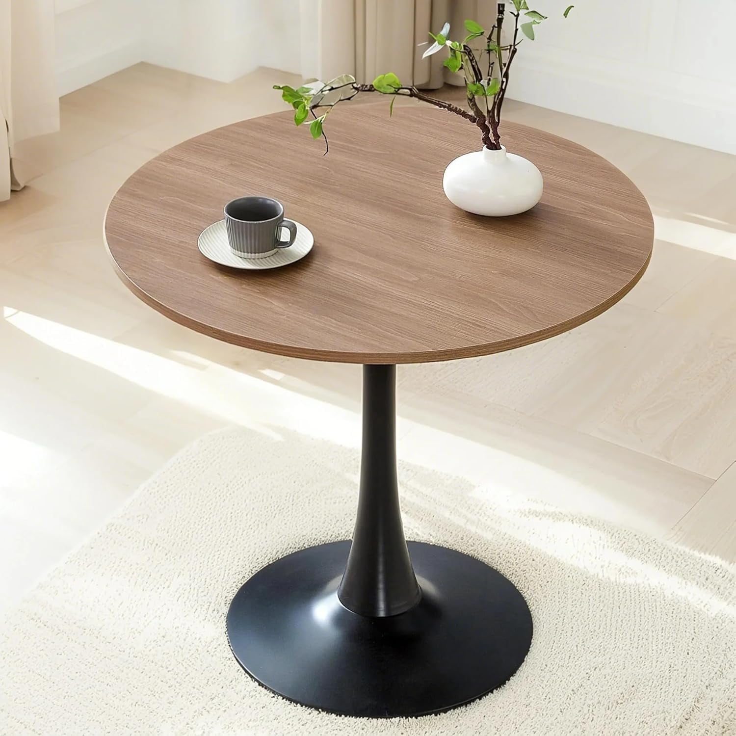 Round Dining Table for Small Space,32" Tulip Table with Metal Pedestal ...