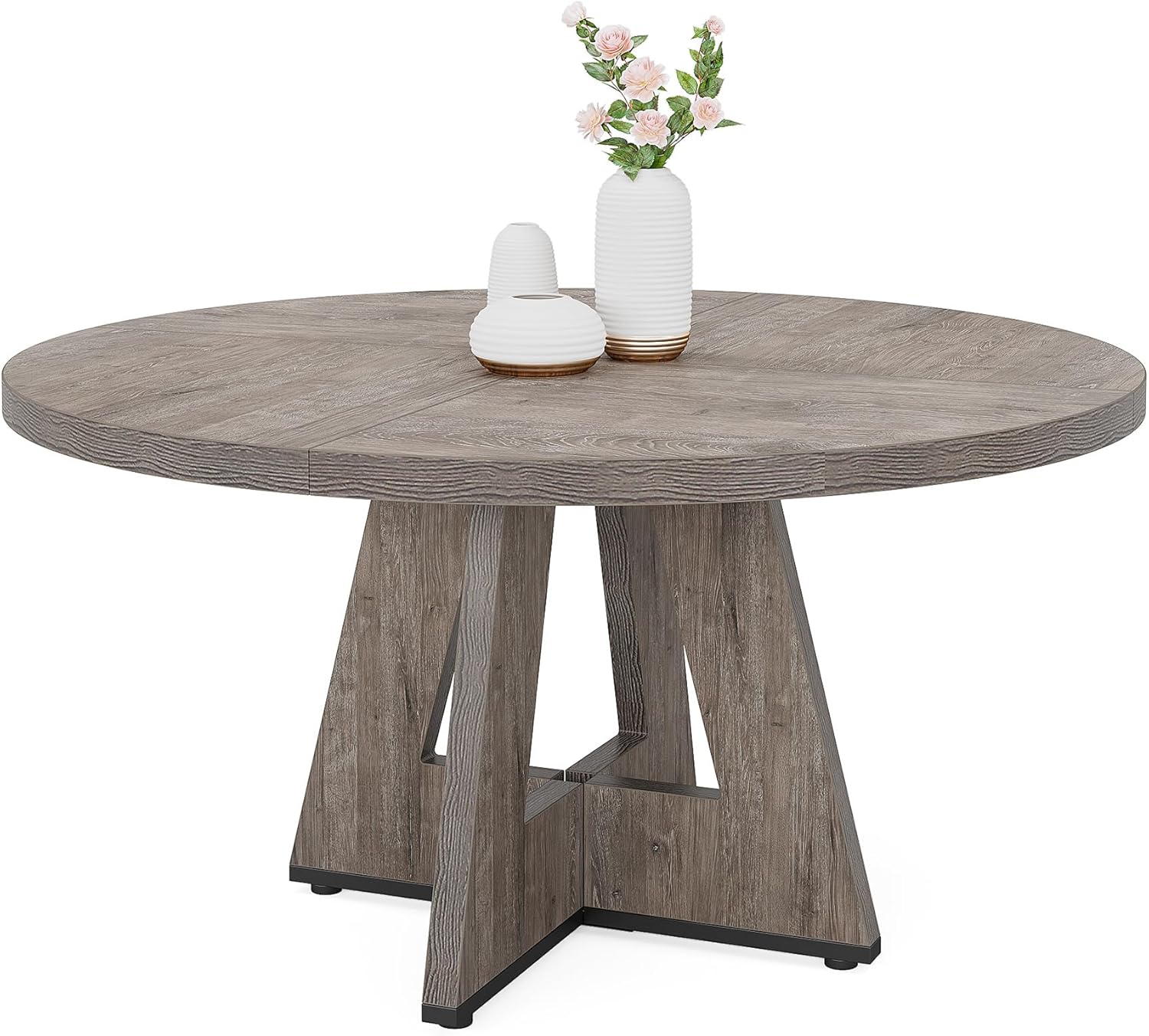 Round Dining Table Wood Kitchen Table for Dining Room Living Room, 47 ...