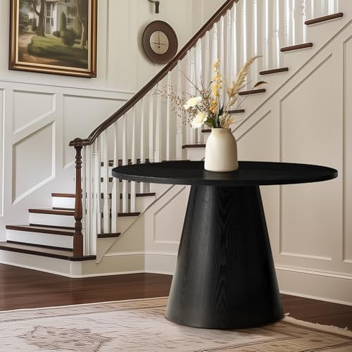 Round Dining Table Wood for 4, Modern Farmhouse Kitchen Table, 47 ...