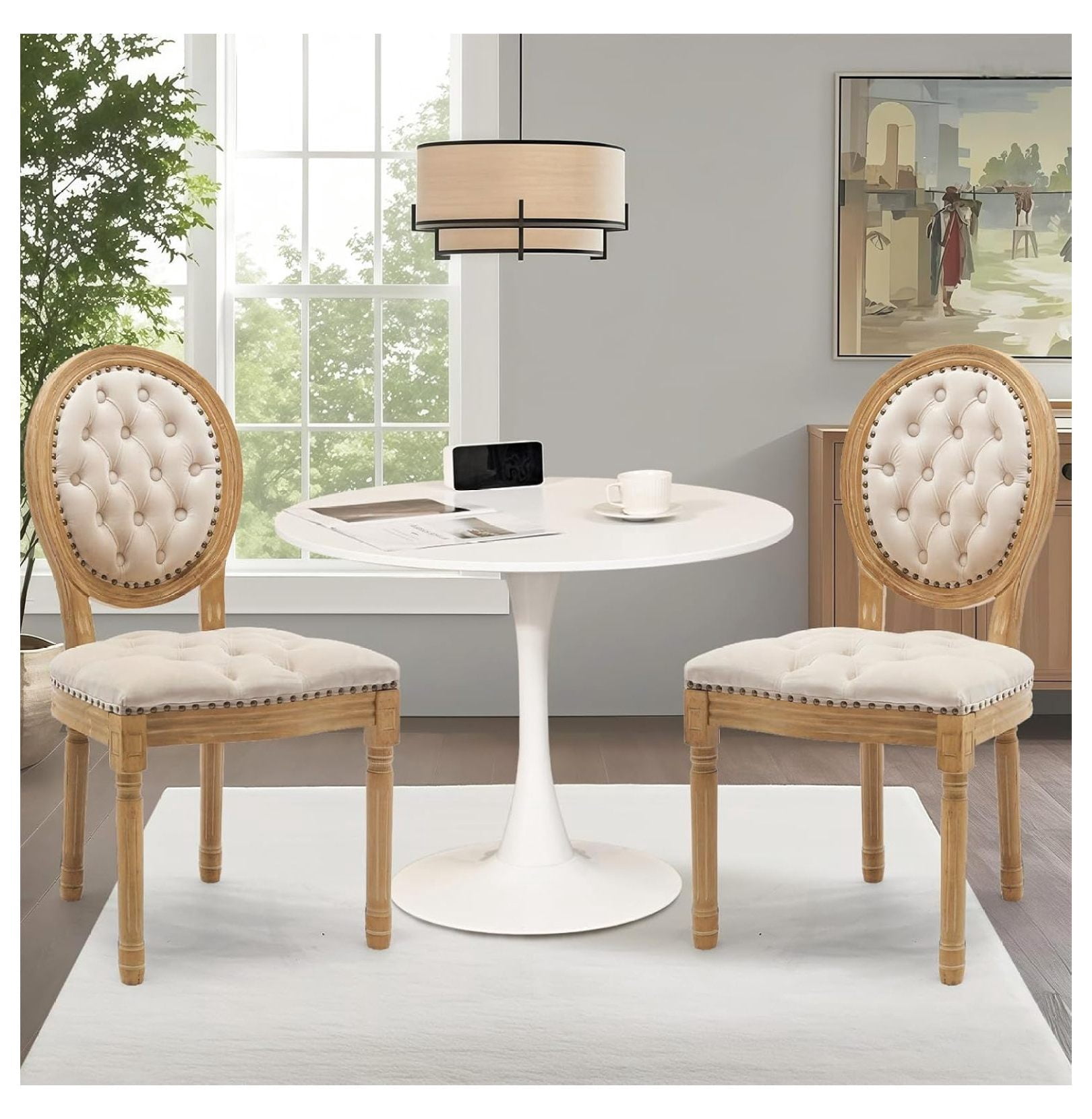 Round Dining Table and Chairs Set for 2, Small Kitchen Table Set with 2 ...