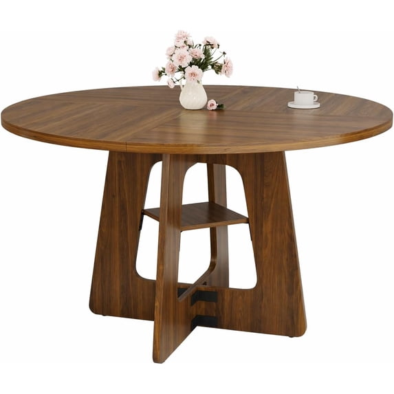 Round Dining Table for 4-6, 47" Kitchen Table for Dining Room, Circle ...