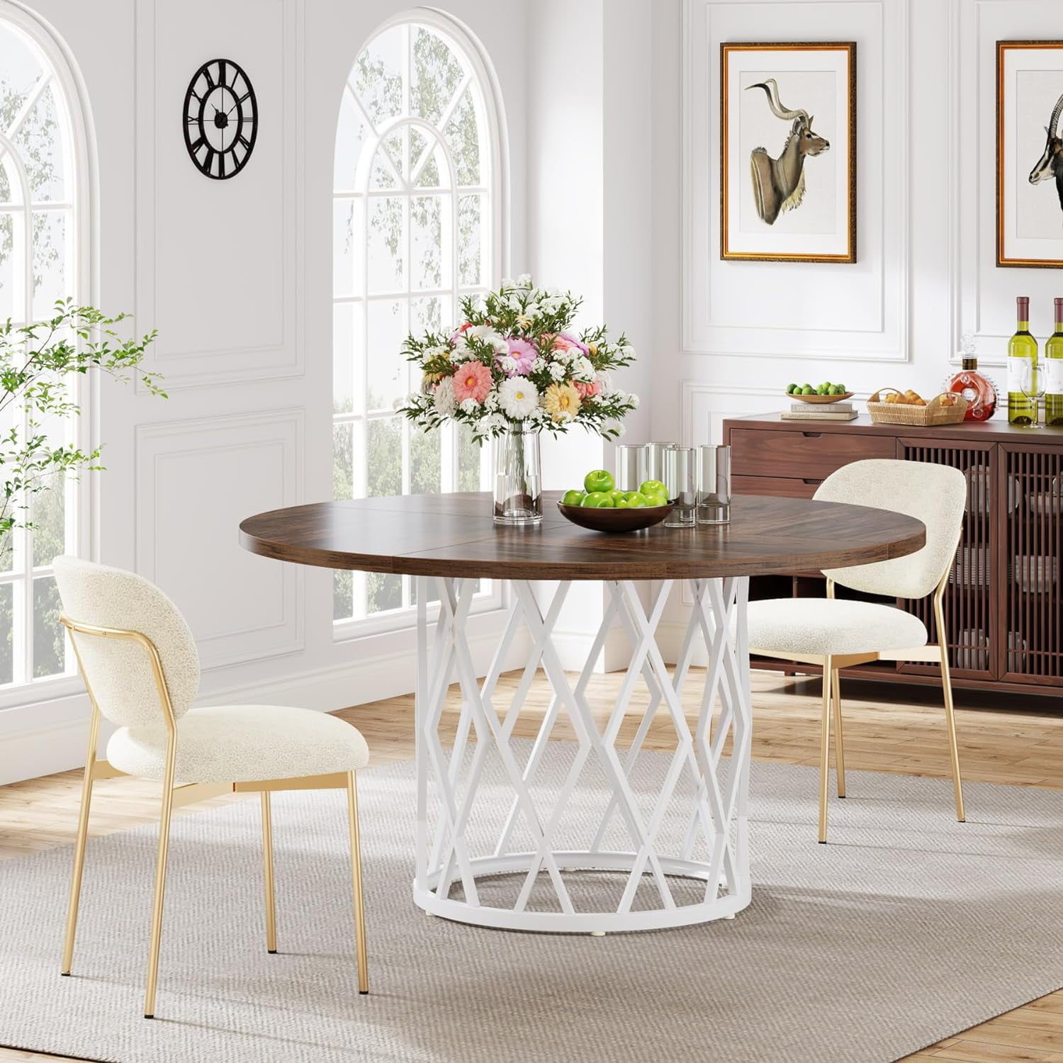 Round Dining Table for 4-6 People, 47.2 Inch Modern Round Kitchen ...