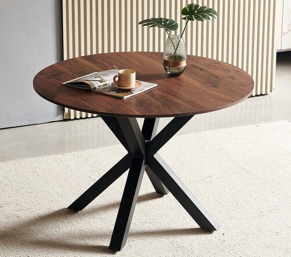 Round Dining Table for 4, Kitchen Circle Table with Cross Leg & MDF ...