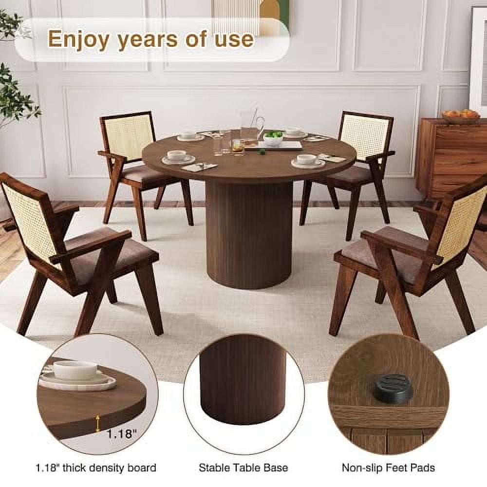 Round Dining Table for 4, Modern Farmhouse Kitchen Table, 47 Inch Small ...