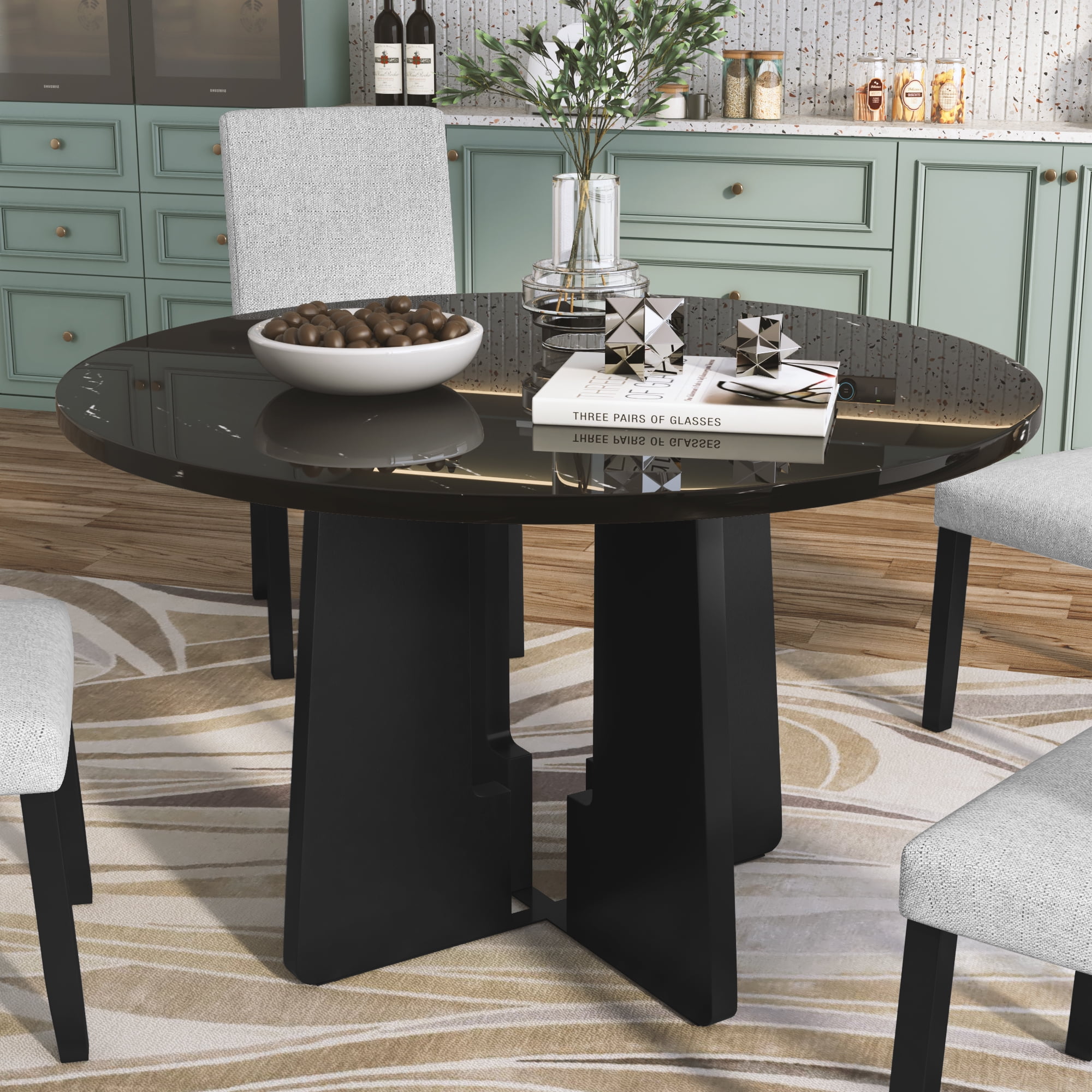 Round Dining Table for 4, Modern Kitchen Dining Table, 43 Inch Round ...