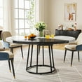 Tribesigns 47 inch Round Dining Table with Faux Marble Top, Metal Base ...