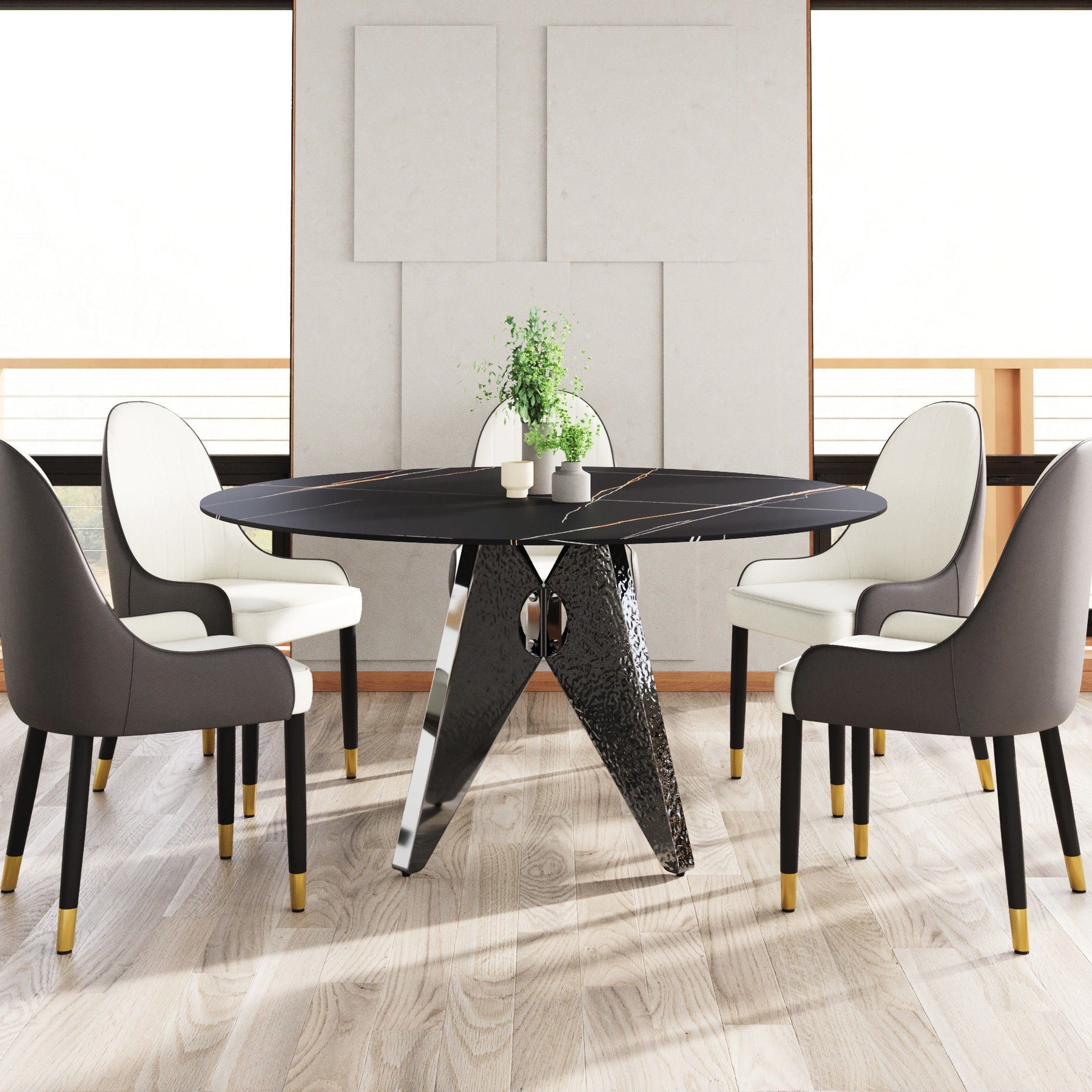 Round Dining Table for 6-8 | Strong Sintered Stone Surface | Silver ...
