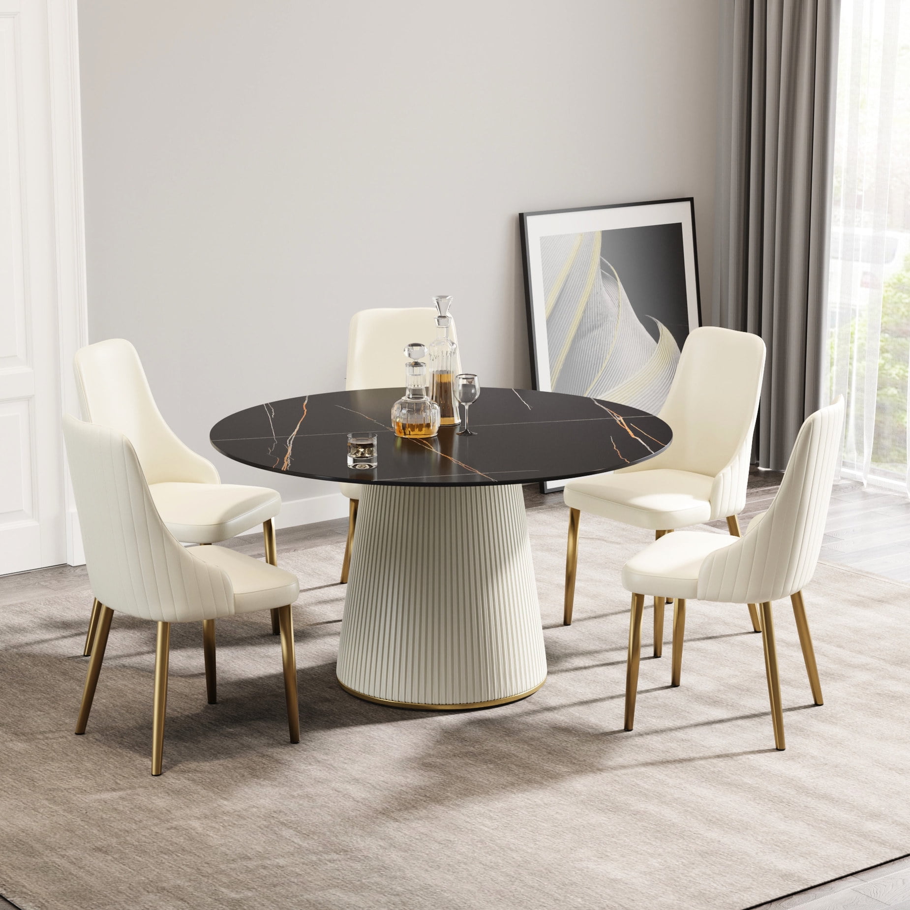 Round Dining Table for 6 - person Meals | In Dining Room | Sintered ...