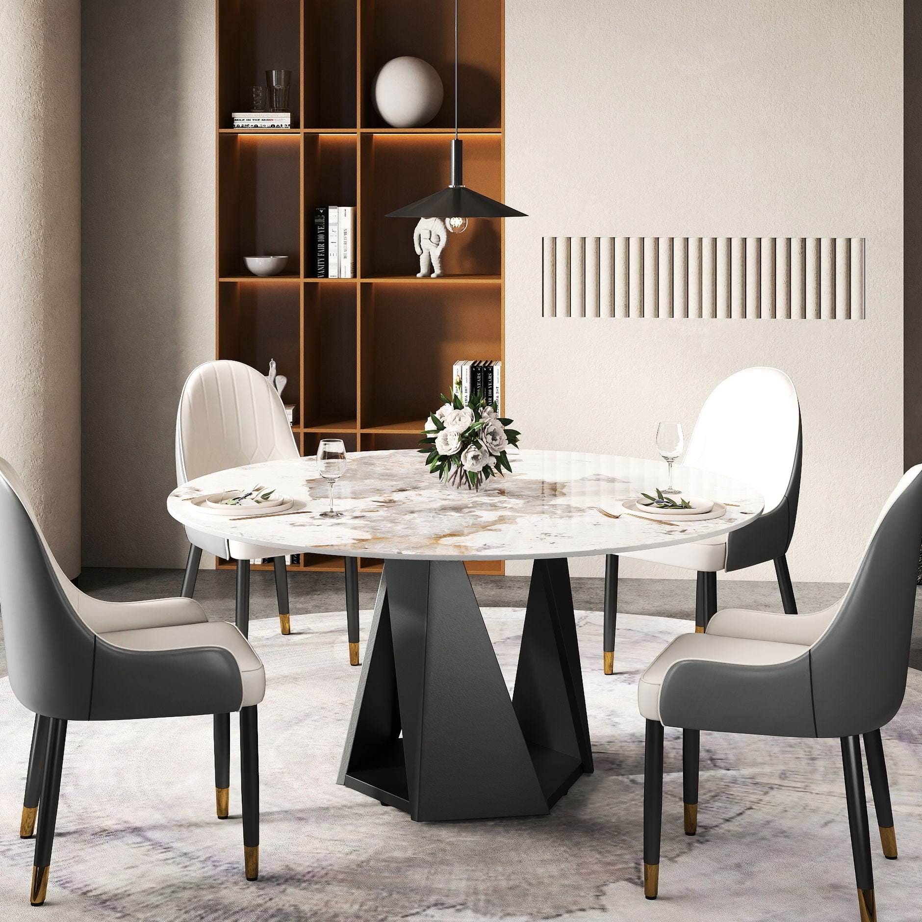 Round Dining Table for Family Meals | In Dining Room or Kitchen ...