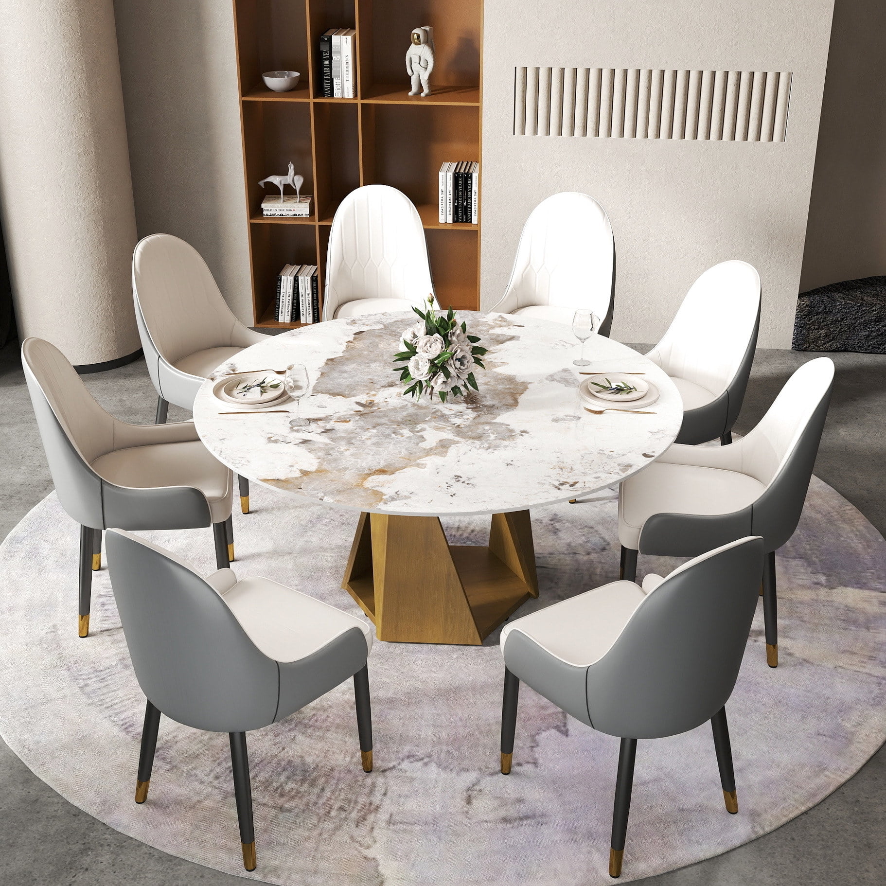 Round Dining Table with Metal Base | For Dining Room Entertainment ...