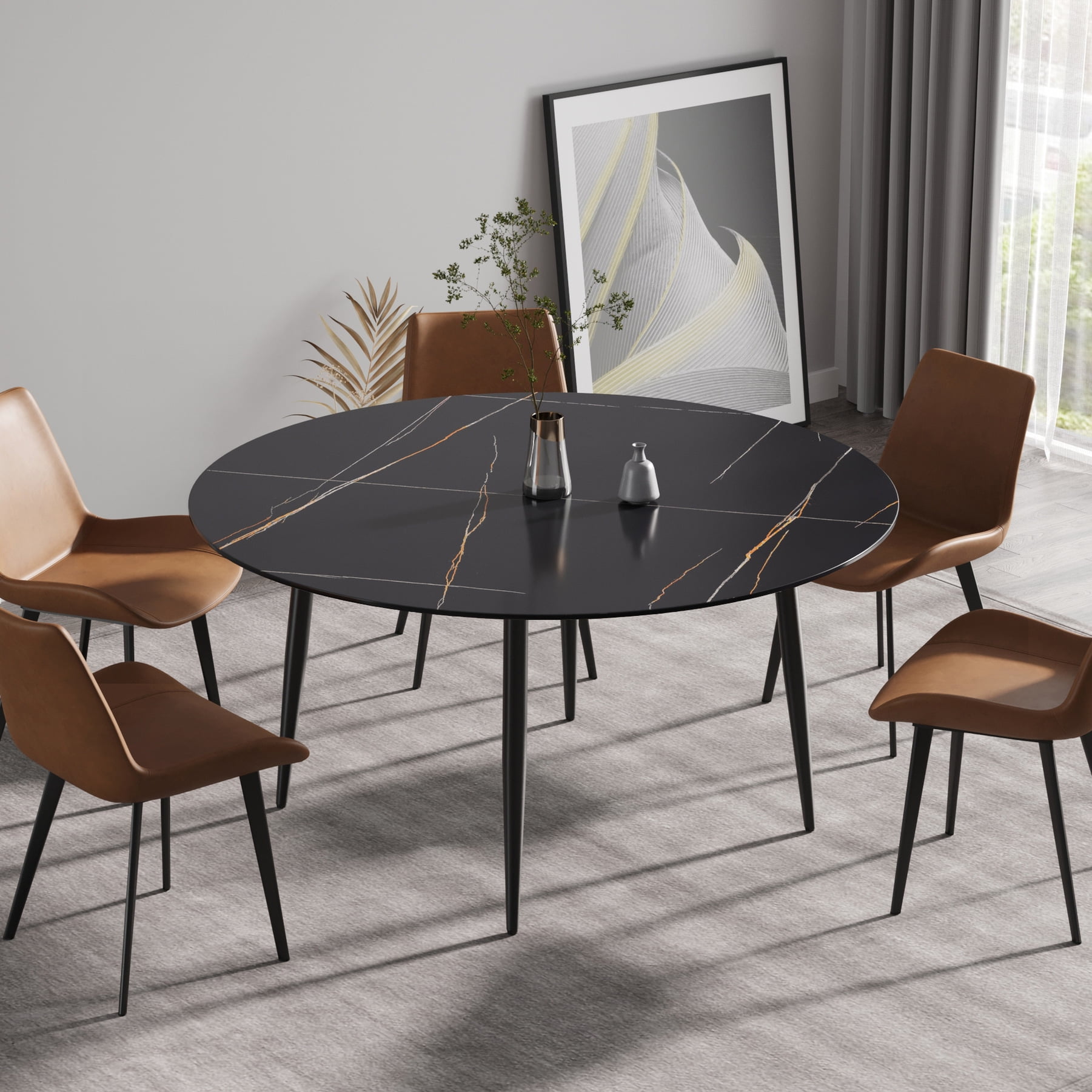 Round Dining Table with Sintered Stone | Seats 6 People for Meals ...