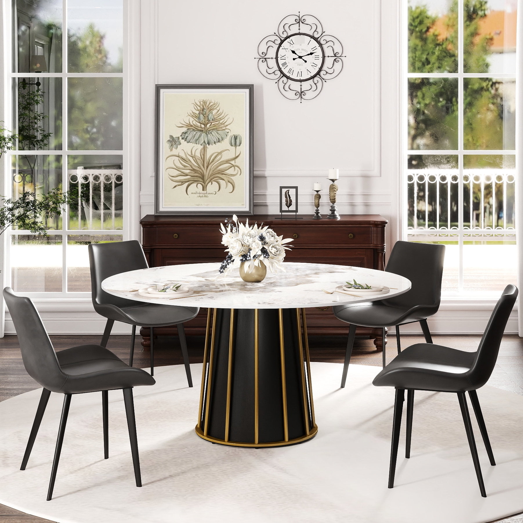 Round Dining Table with Stable Base+Artificial Stone Top”-“Family ...