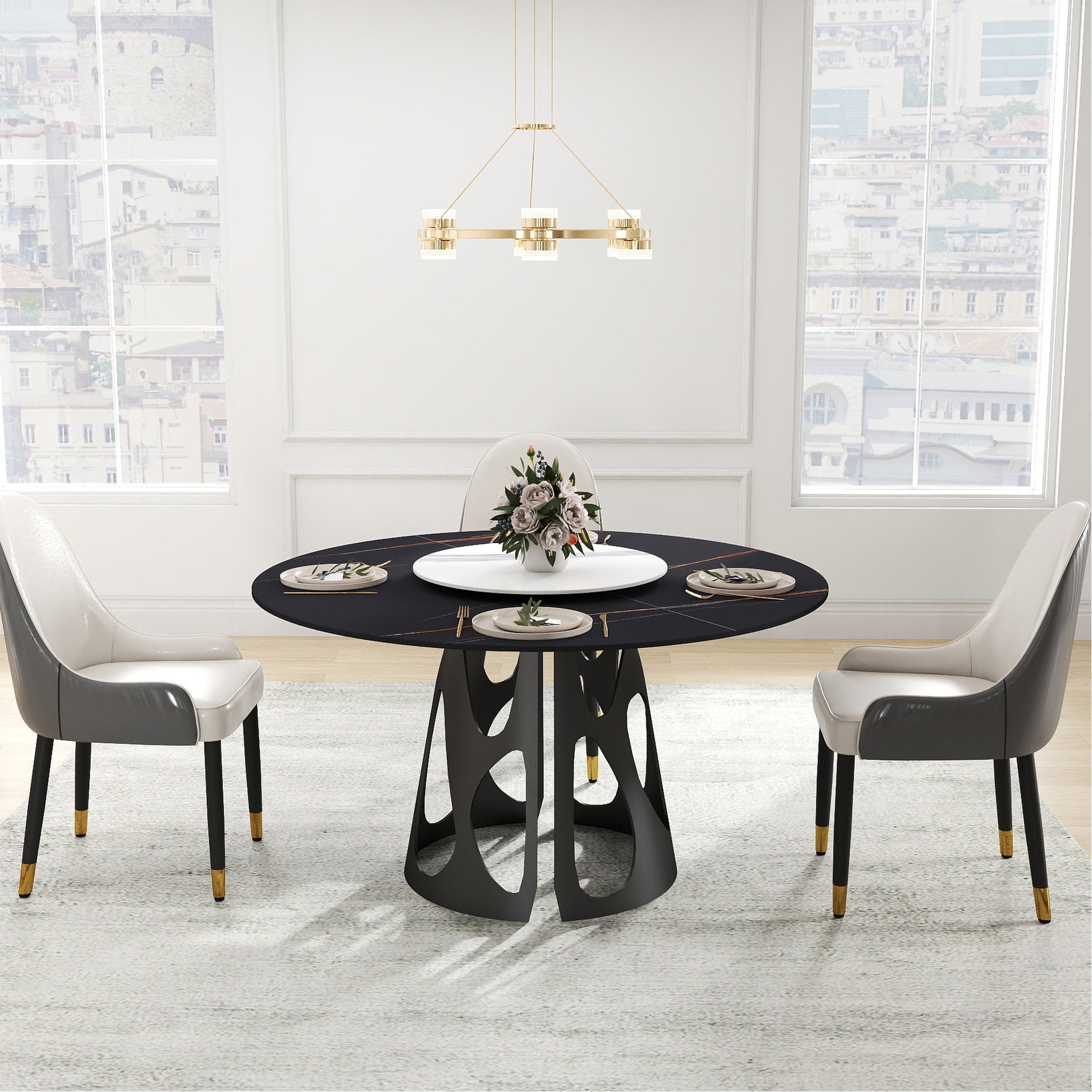 Round Dining Table with Turntable / For Professional Settings / Low ...