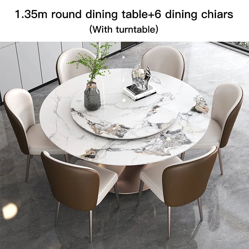 Round Dining Tables With Rotating Turntable With 6 Chairs Luxury White ...