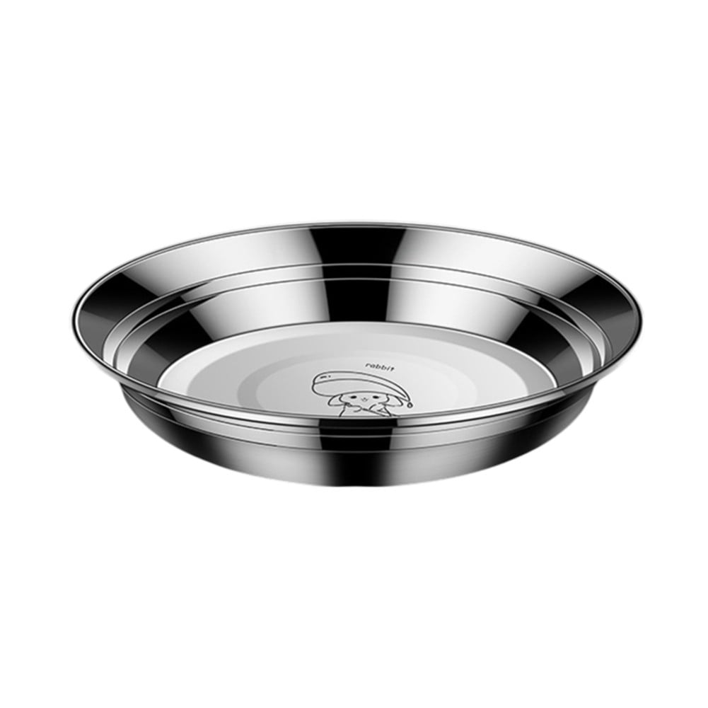 Round Dish Serving Dinner Plate Stainless Steel Grilled Meat Dessert ...