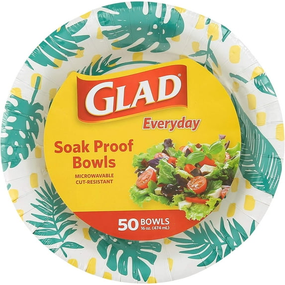 Round Disposable Paper Bowls, Palm Leaves Design - Heavy Duty, Soak ...