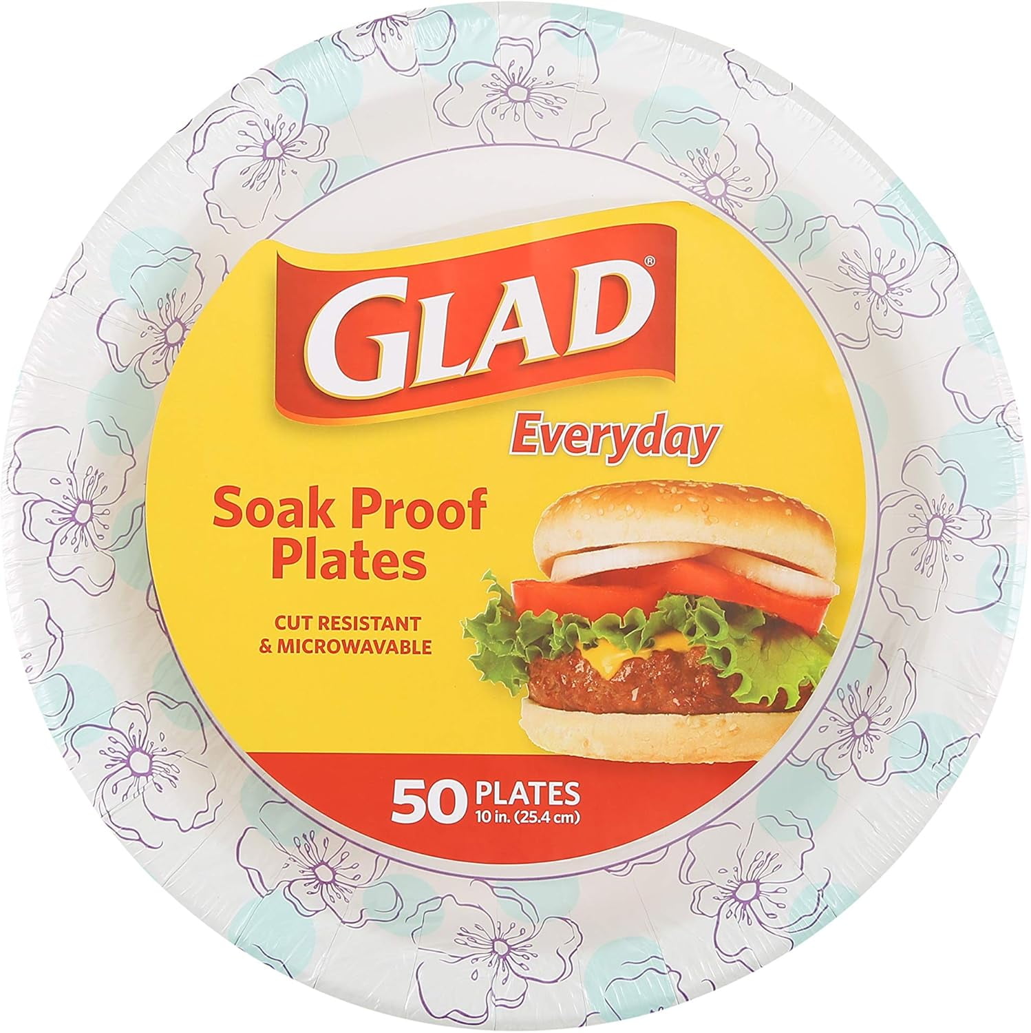 Round Disposable Paper Plates 10 in, Blue Flower|Soak Proof, Cut Proof ...