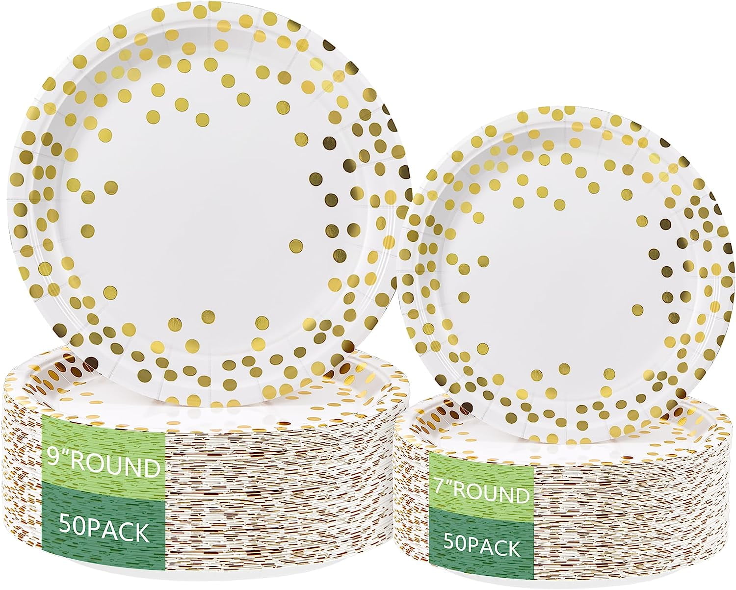 Round Disposable Paper Plates for All Occasions Golden Dots Paper ...