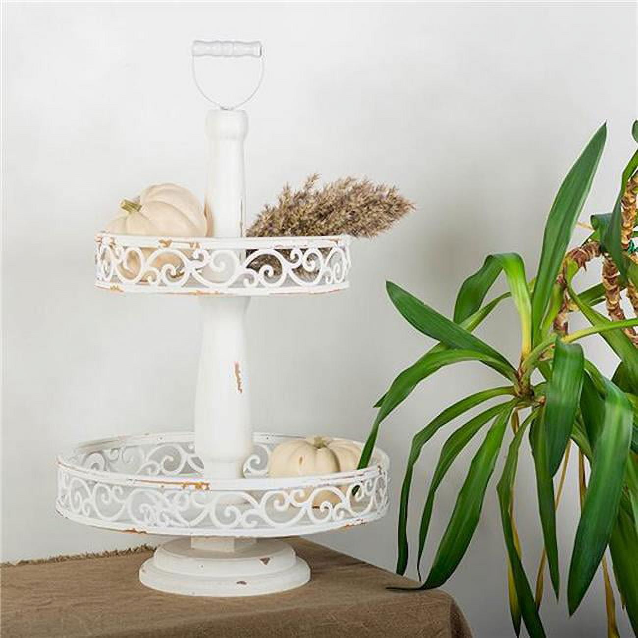 Round Distressed White Two Tier Tray - Walmart.com