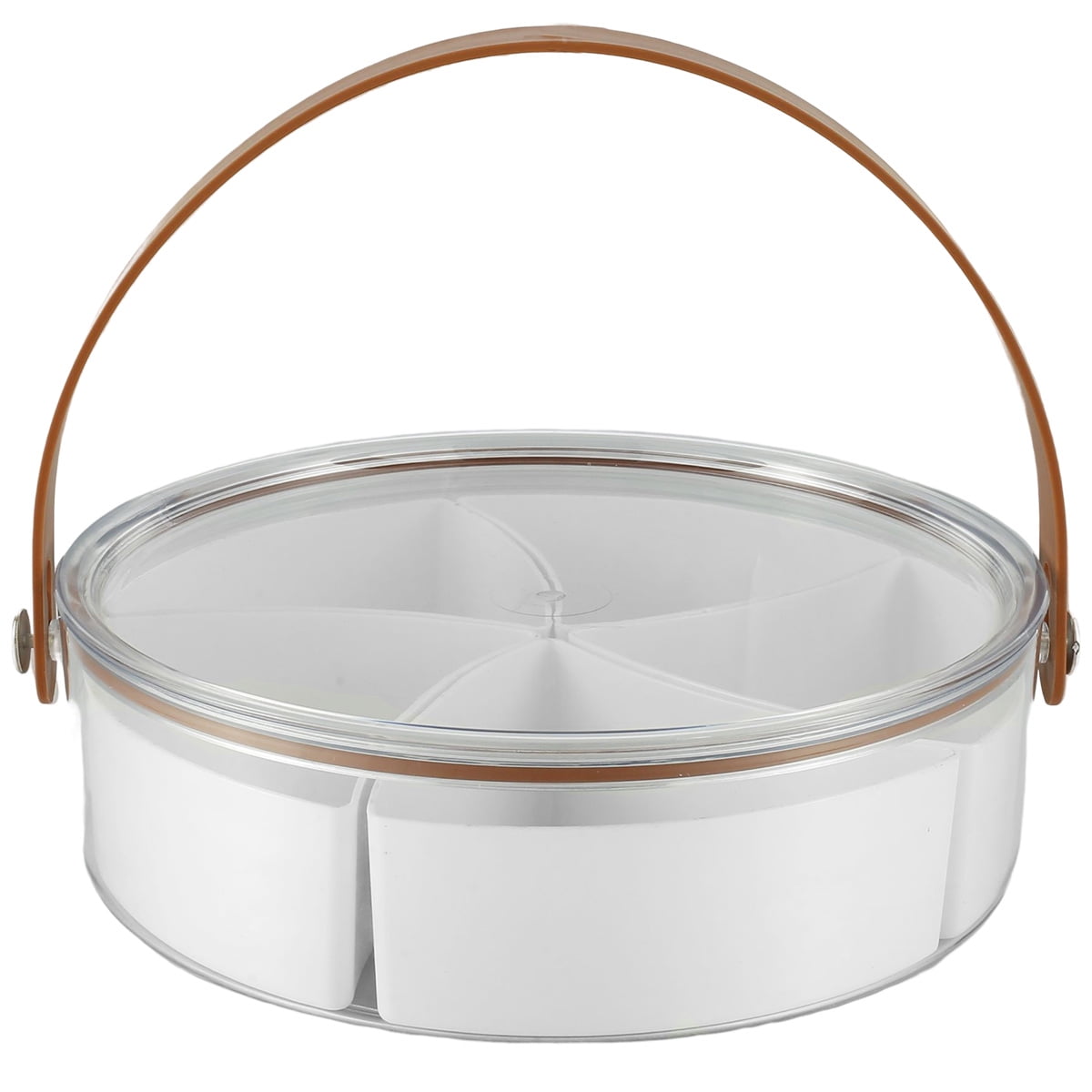 Round Divided Serving Tray Platter with Lid and Handle Storage ...