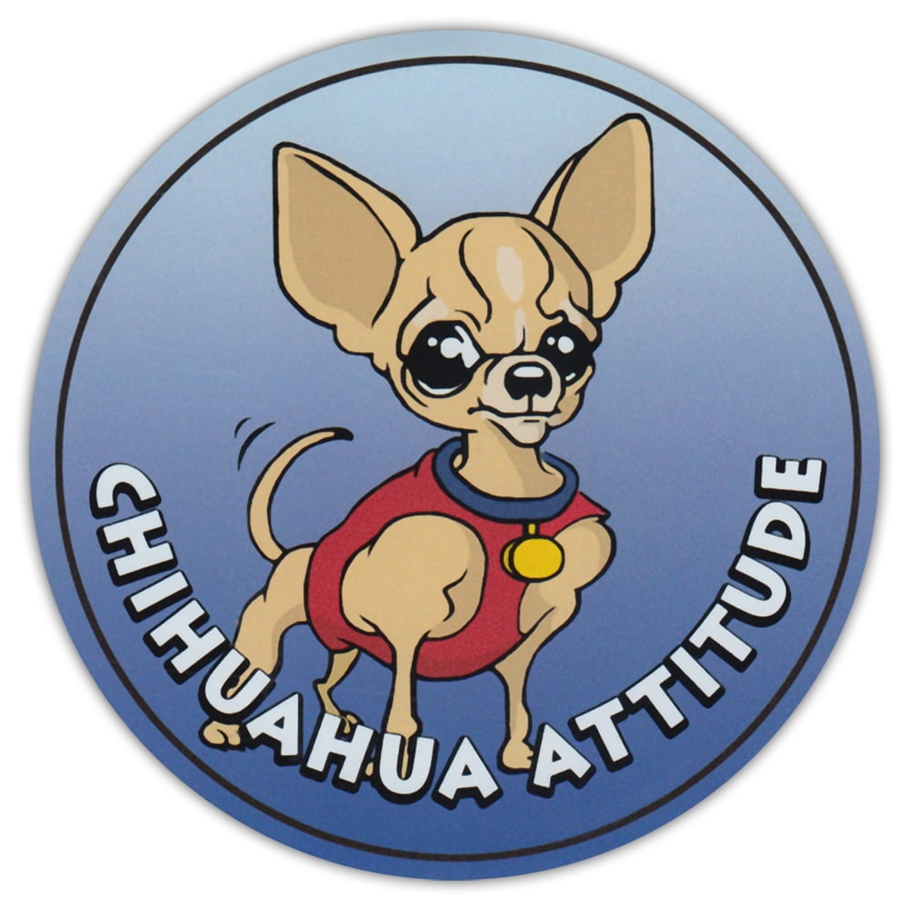 Round Dog Breed Car Magnet - Chihuahua Attitude - Magnetic Bumper ...