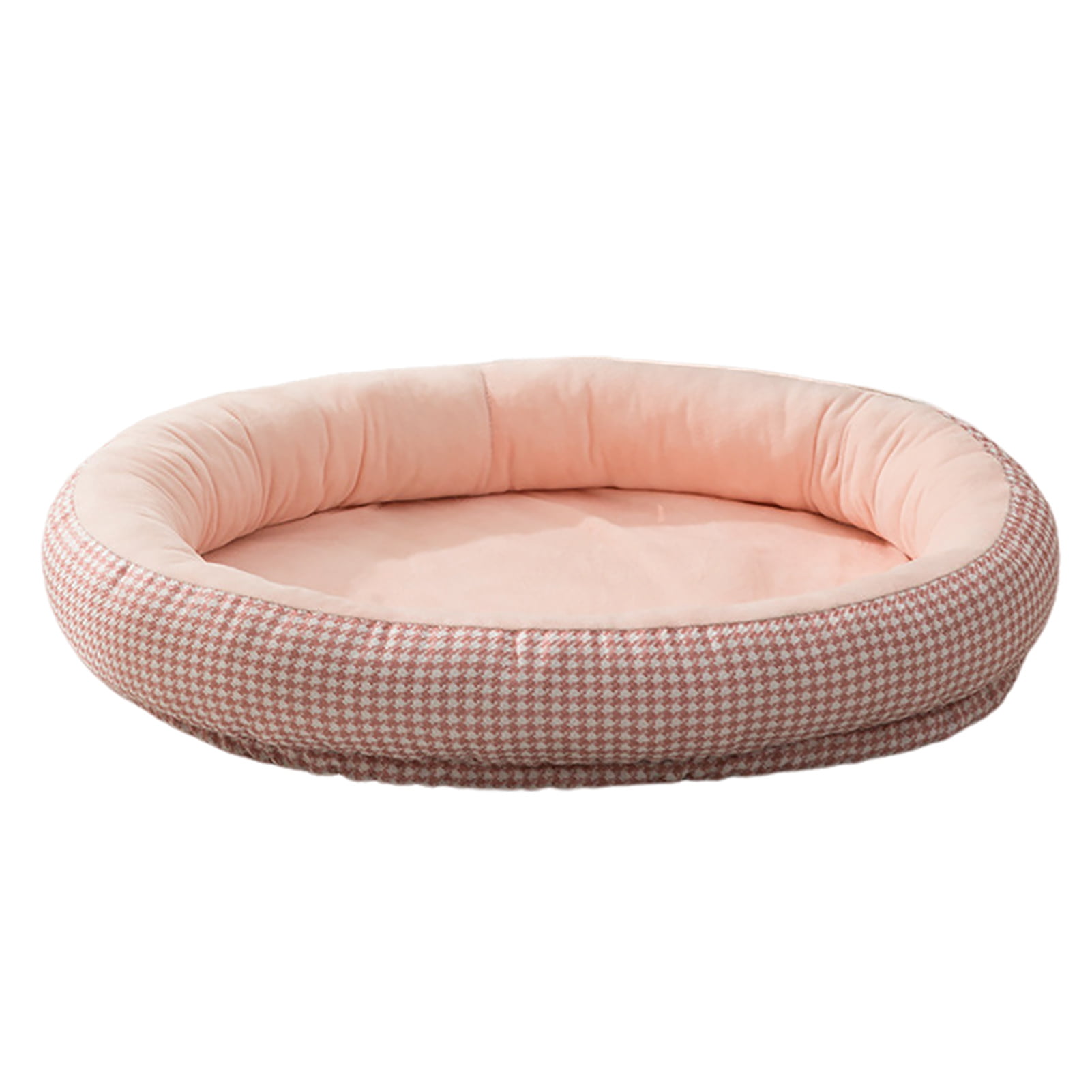 Round Donut Dog Bed - Anti-Slip Bottom, Raised Edge, Fluffy Calming Pet ...