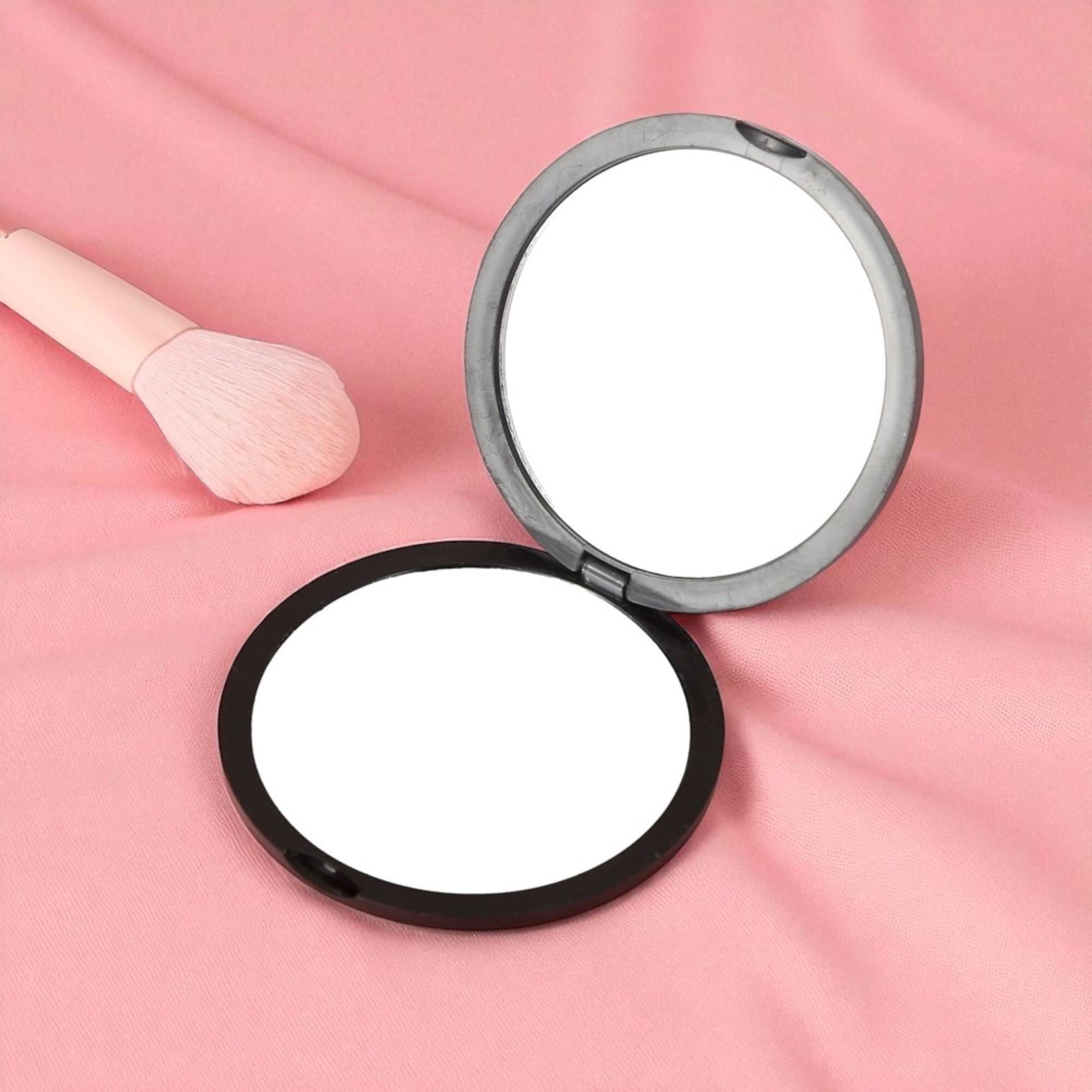 Round Double Sided Folding Pocket Mirror Black Shatterproof 1x 10x ...