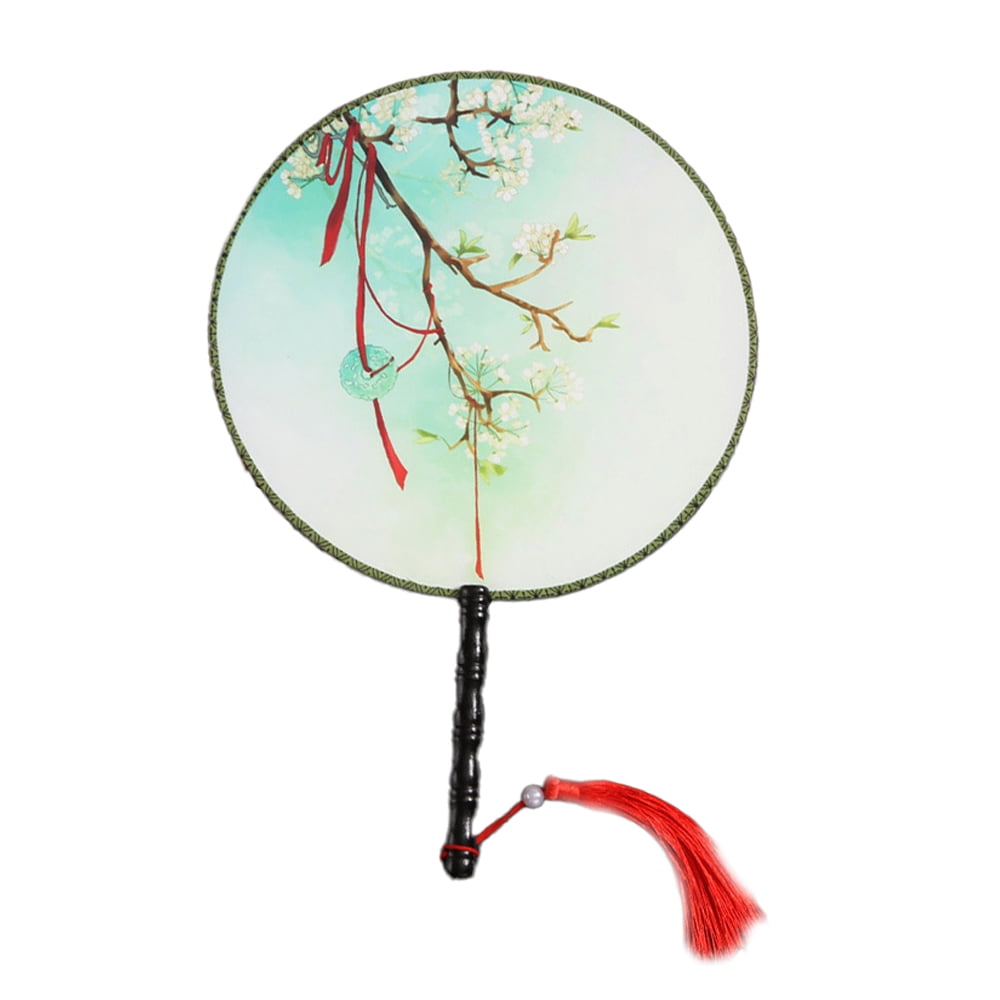 Round Double-Sided Pattern Chinese Ancient Hand Fan Classic Palace ...