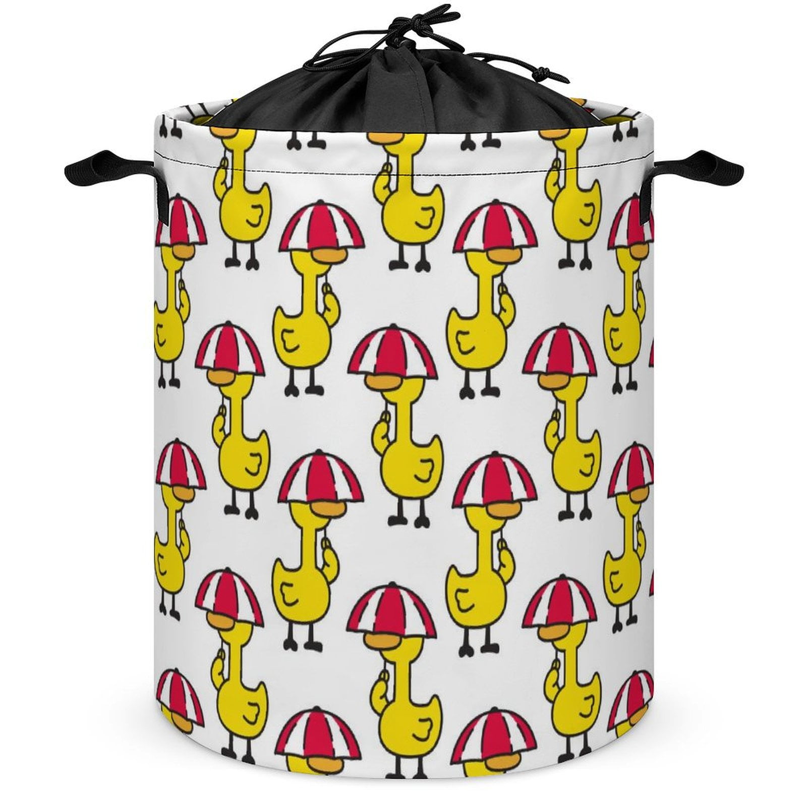 Round Drawstring Laundry Basket Rubber Duck Chicken Bird Laundry Hamper ...