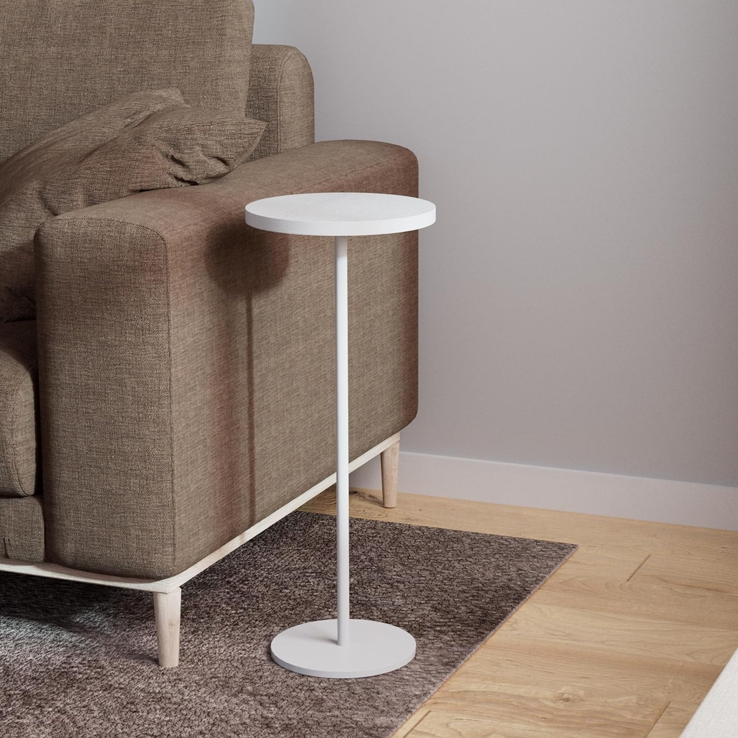 Round Drink Table Small End Table, Side Table Weighted Base Pedestal ...