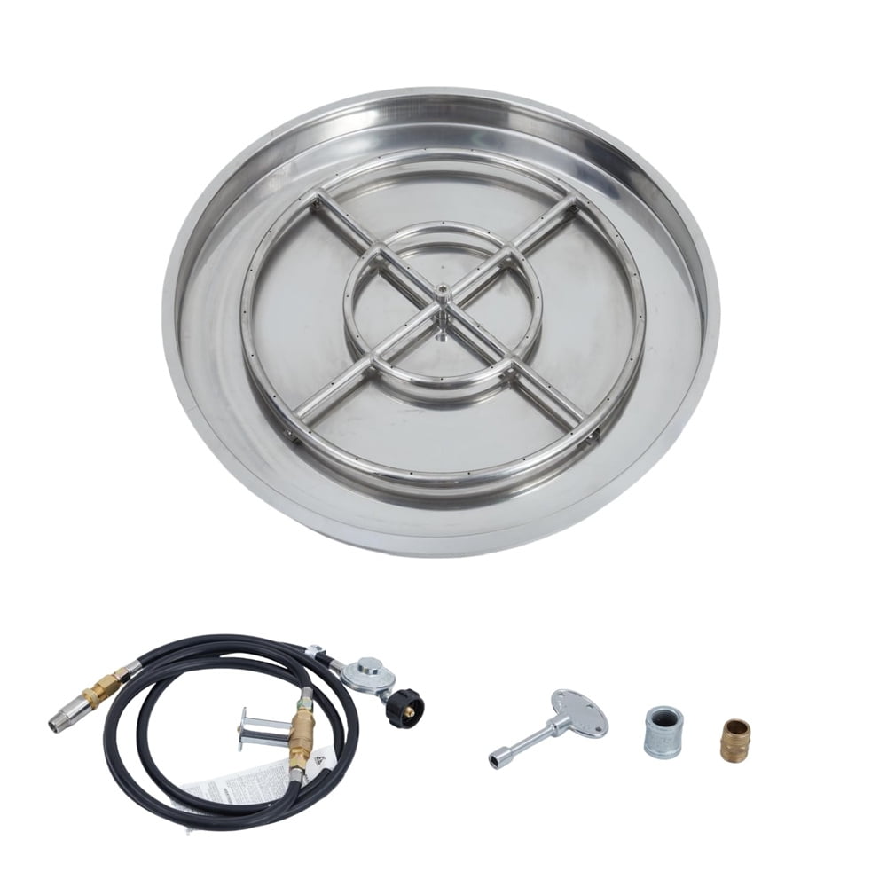 Round Drop-in Fire Pit Pan, Stainless Steel Propane & Natural Gas ...