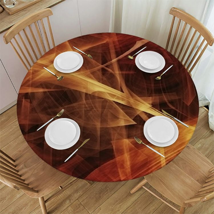 Round Edge Closing Tablecloth, Abstract Elastic Edged Tablecloth, Fire ...