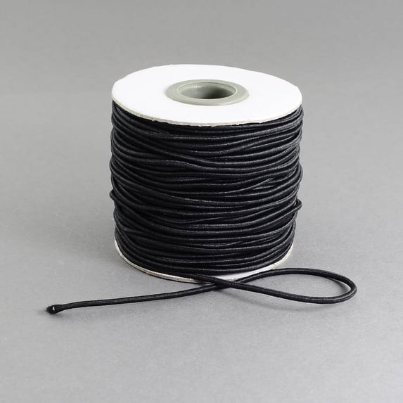 Round Elastic Cord with Nylon Outside and Rubber Inside Black 3mm 25m ...