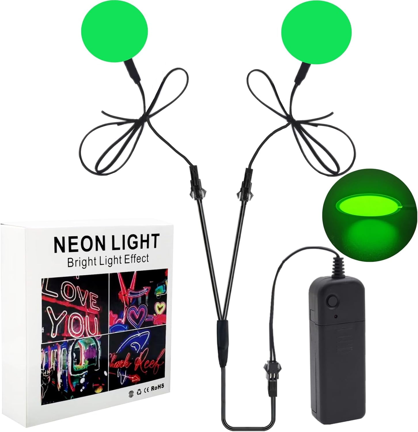 Round Electroluminescent EL Panels Neon Lights with Battery Case, Neon ...